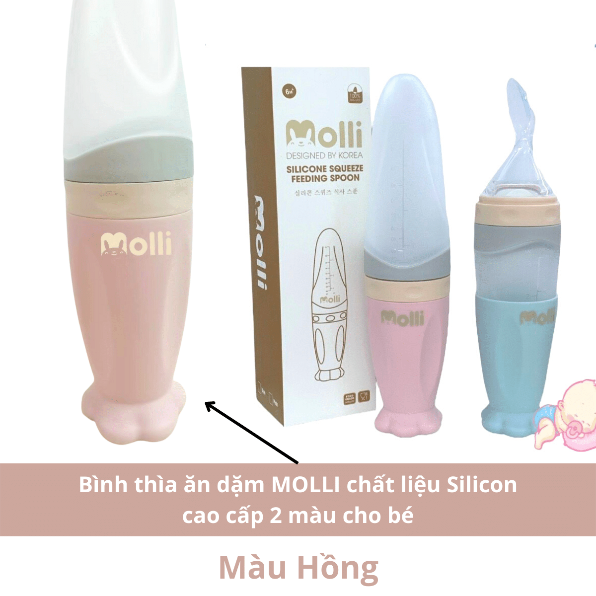 Bình thìa ăn dặm MOLLI chất liệu Silicon cao cấp 2 màu cho bé | Lazada.vn