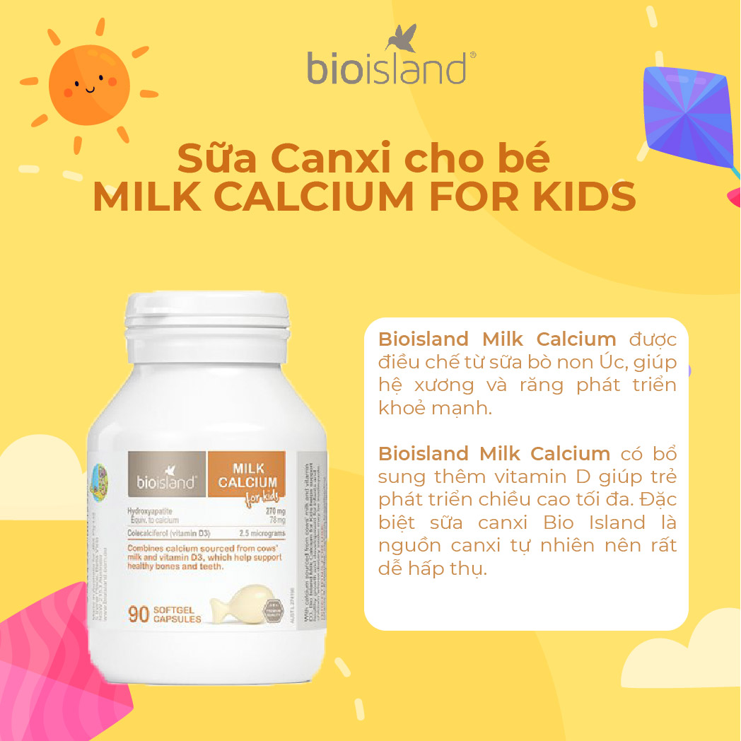 Combo viên uống Milk Calcium và Lysine Step Up Bioisland giúp tăng ...