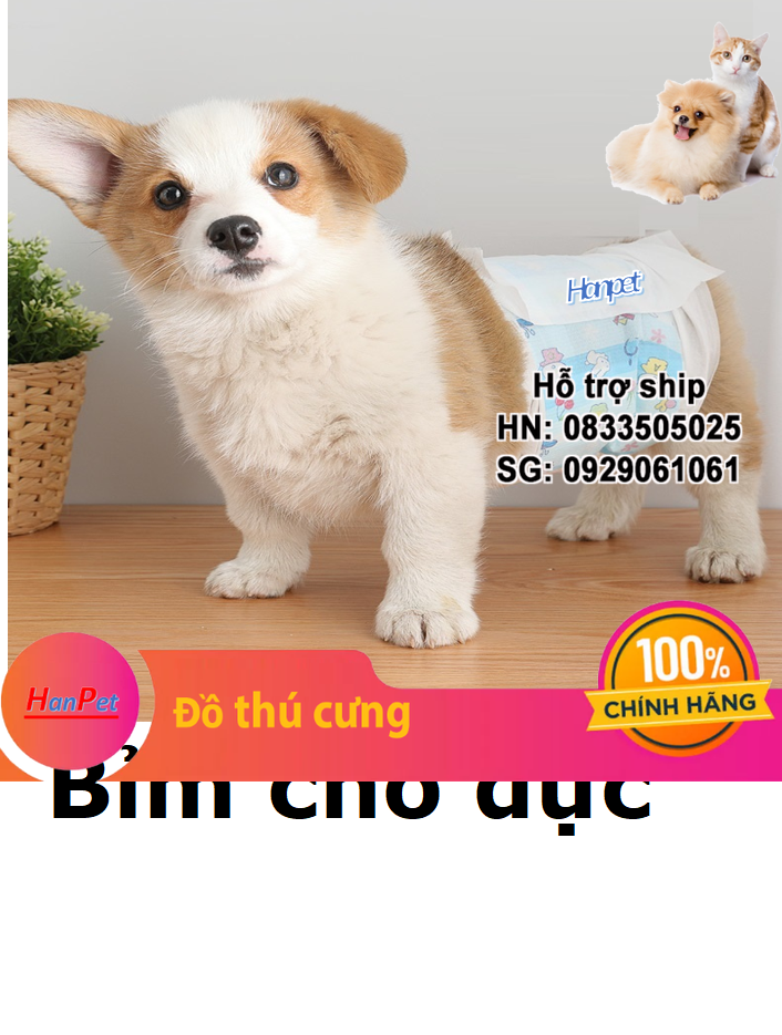 Hanpet - Tã bỉm chó mèo (lẻ 1 miếng) Bỉm quần dạng dán cho chó cái và ...