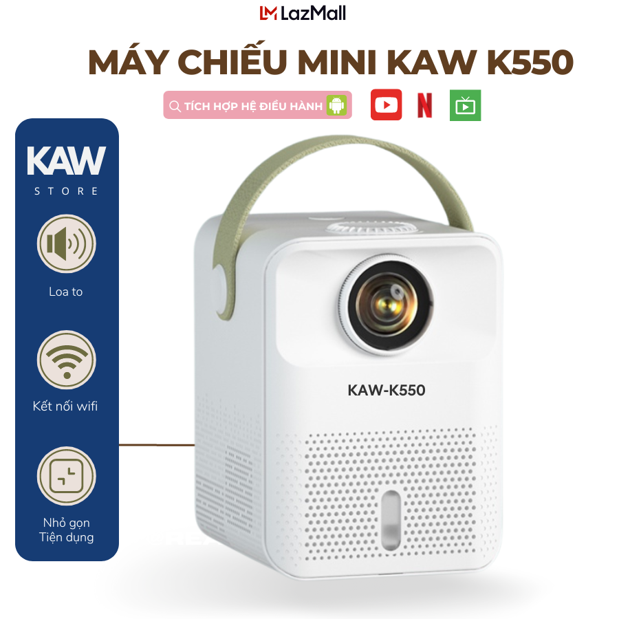 Máy chiếu Mini KAW-K650 Plus FULL HD đa chức năng Siêu Nét-BẢO HÀNH ...