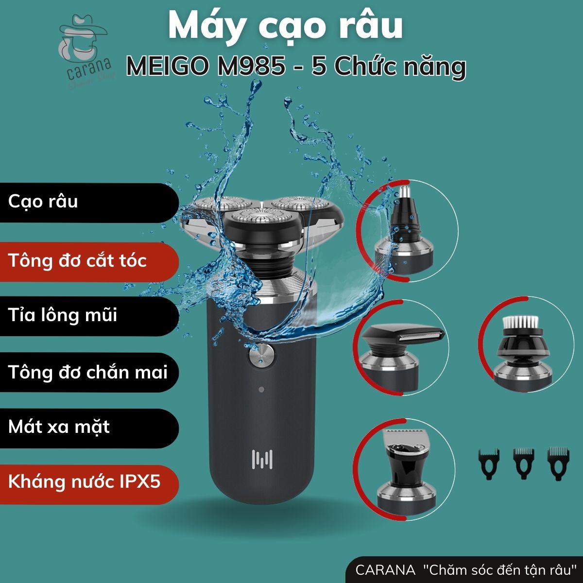 Máy cạo râu Mini đa năng M985 4 in 1, 3 lưỡi dao cạo khô và ướt tỉa ...