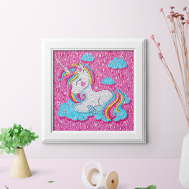 Tranh đính đá handmade cho bé rèn tính kiên nhẫn (Bộ đầy đủ Khung gỗ ...