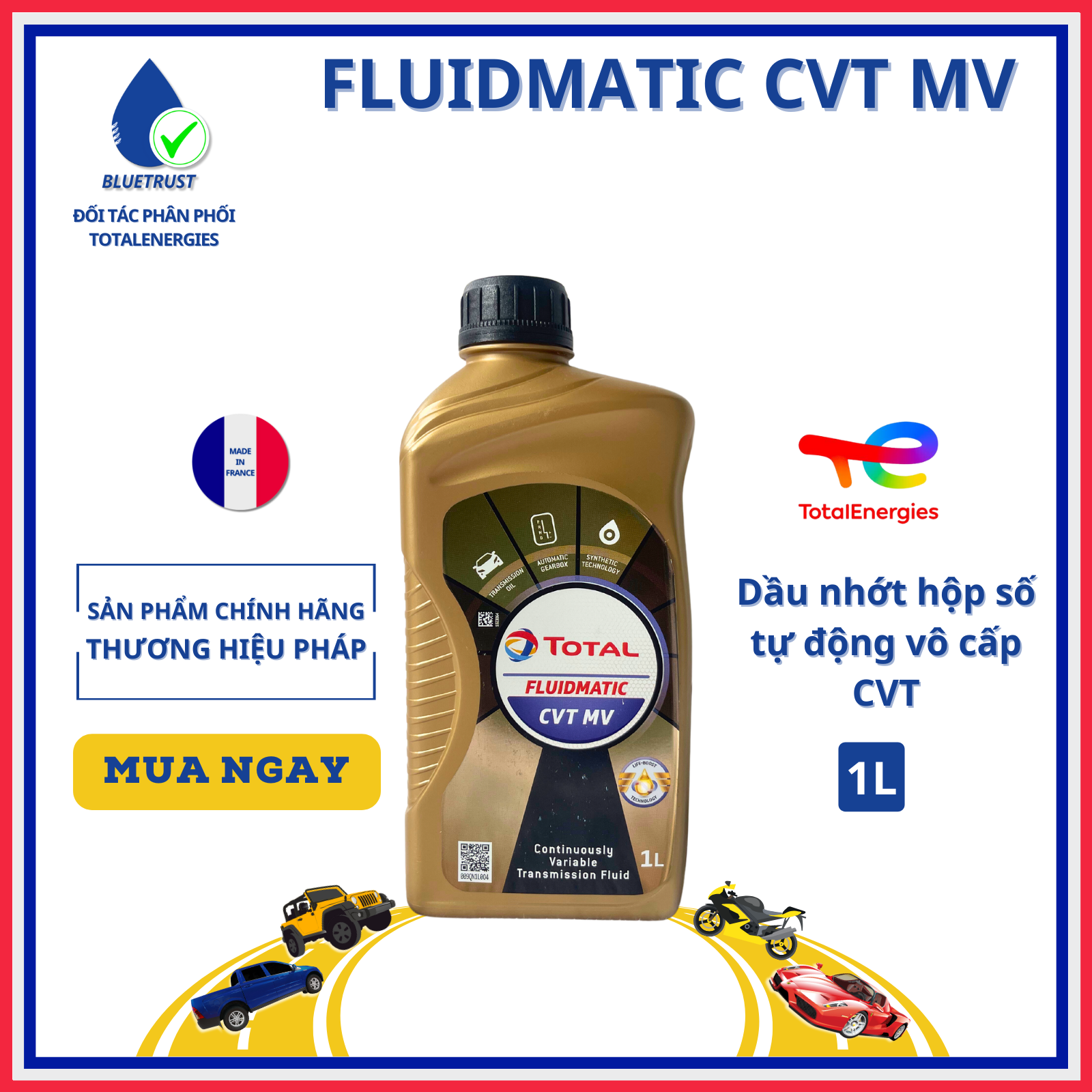Dầu nhớt hộp số tự động vô cấp CVT TOTAL FLUIDMATIC CVT MV - 1 Lít ...