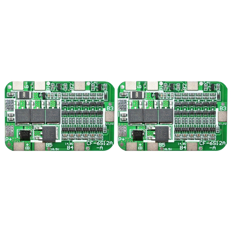 2Pcs 6S 15A 24V PCB BMS Charger Protection Board for 6 18650 Li-Ion ...