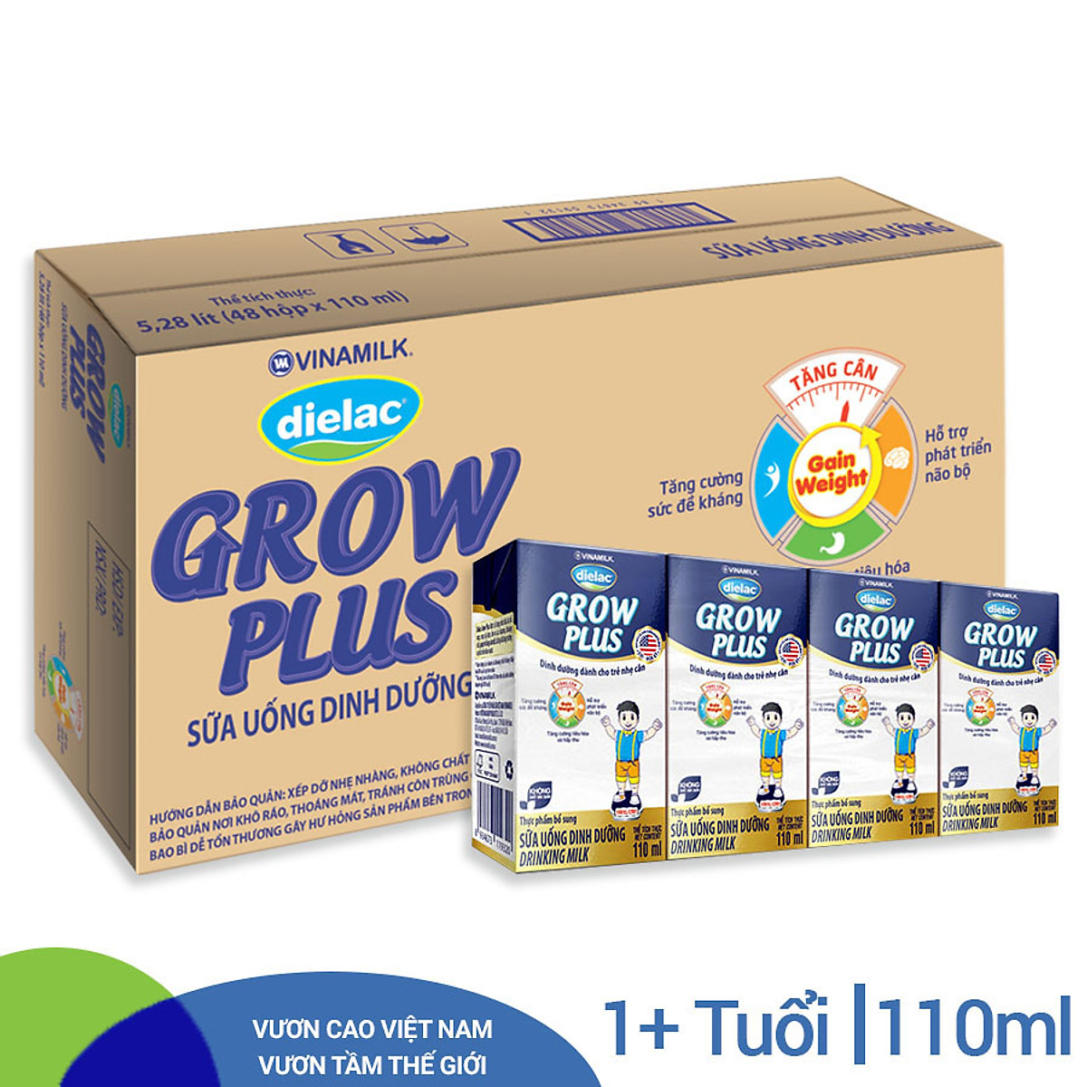 Sữa Grow plus xanh 110ml ( thùng 48 hộp ) - MixASale