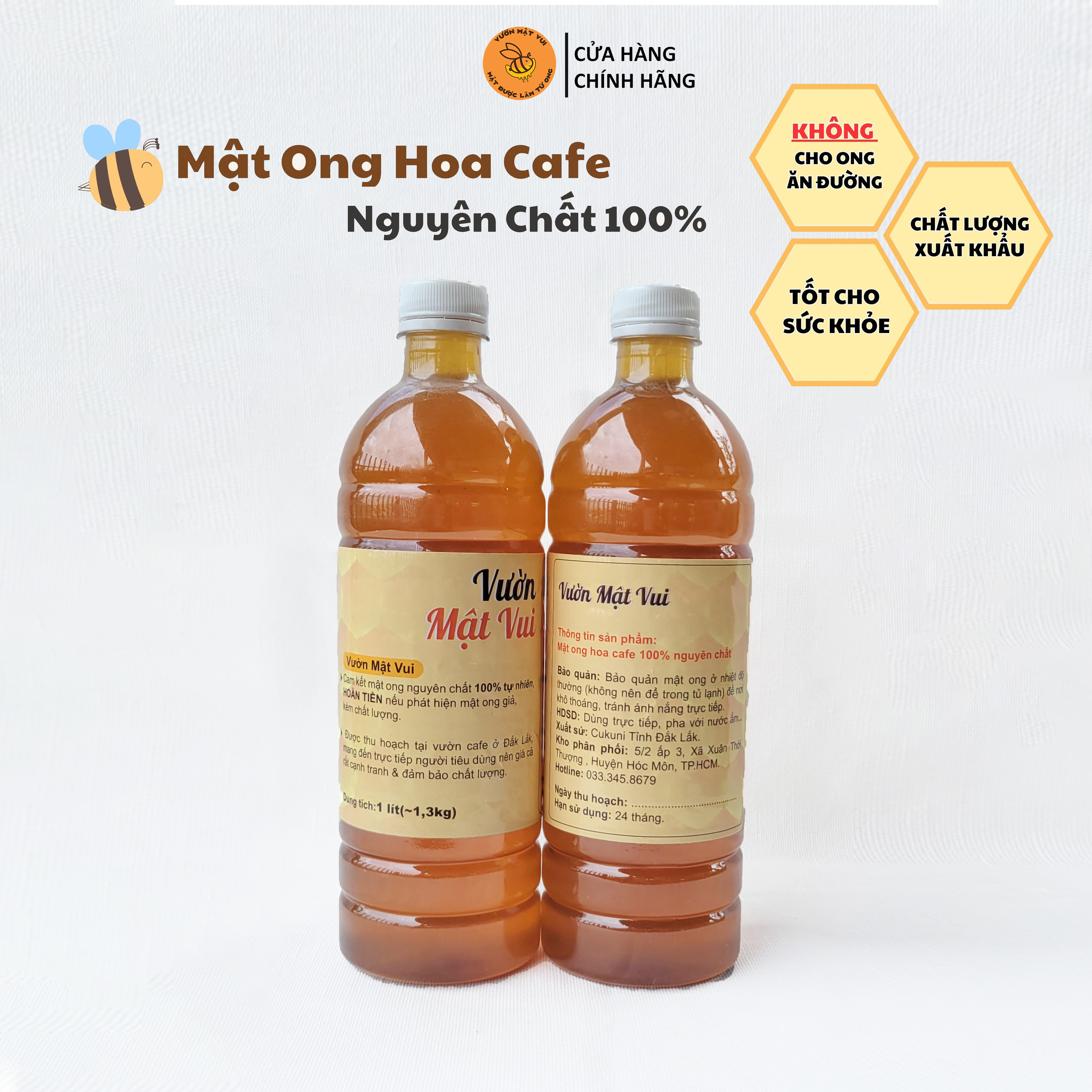 Mật Ong Hoa Cà Phê Đắk Lắk Nguyên Chất Vườn Mật Vui 1000ML và 330ML | Lazada.vn