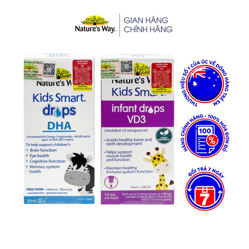 DHA dạng giọt Nature’s Way Kid Smart DHA Drops 20ml Úc Drop - MixASale