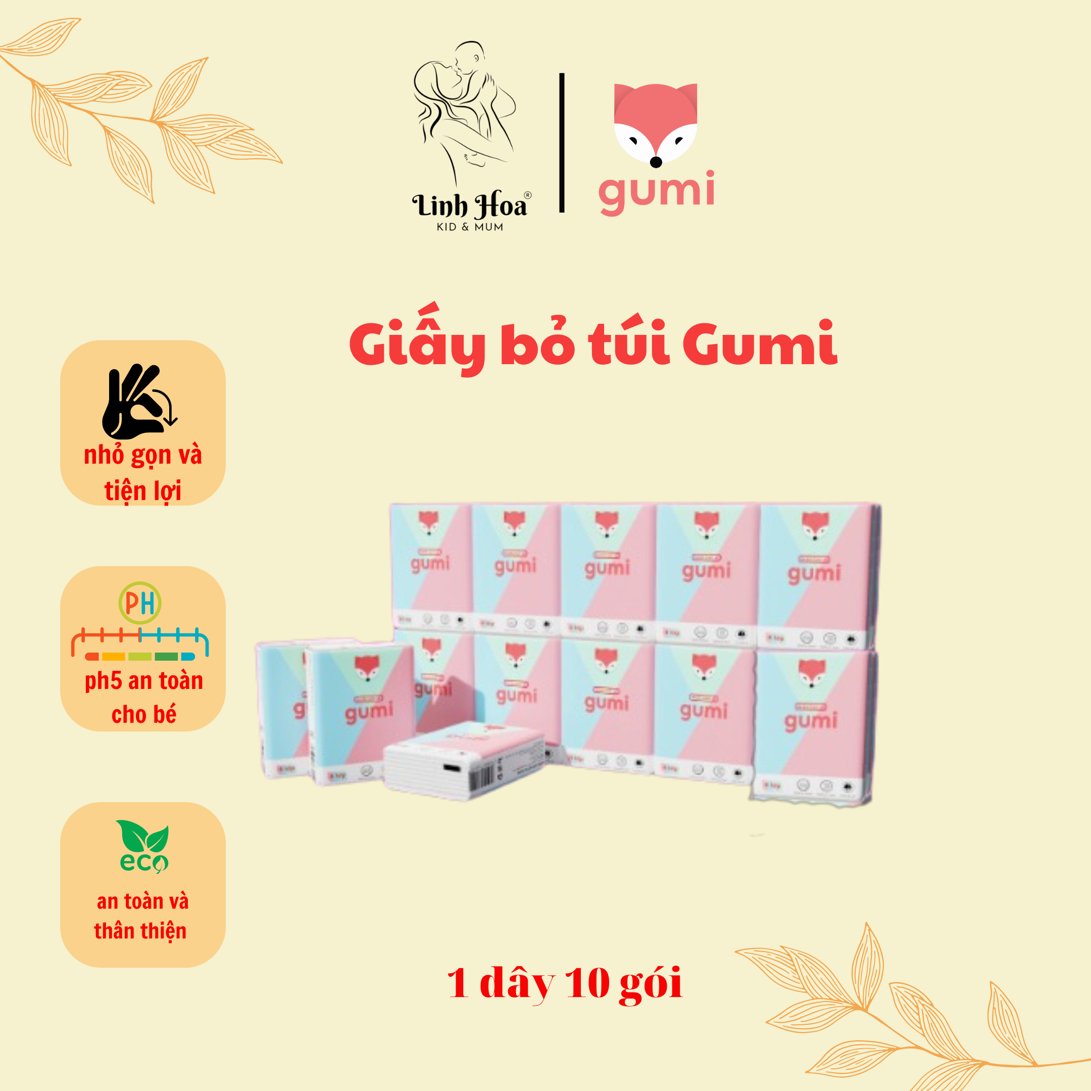 Khăn giấy bỏ túi Gumi 4 lớp 10 gói mềm dai và an toàn | Lazada.vn