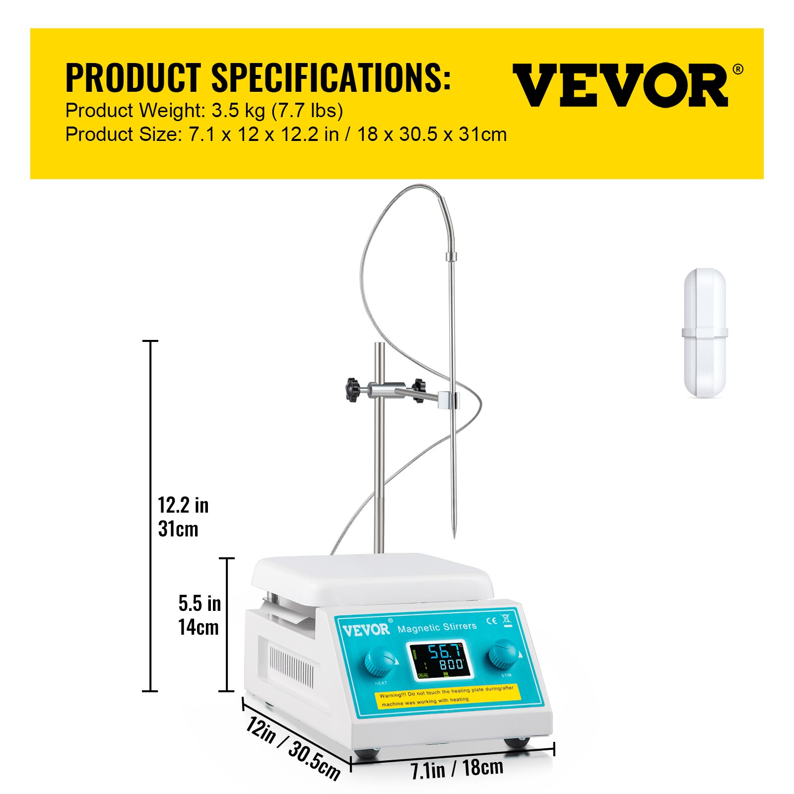 VEVOR 2L 5L Magnetic Stirrer Hot Plate Drink Agitator Vortex Mixer ...