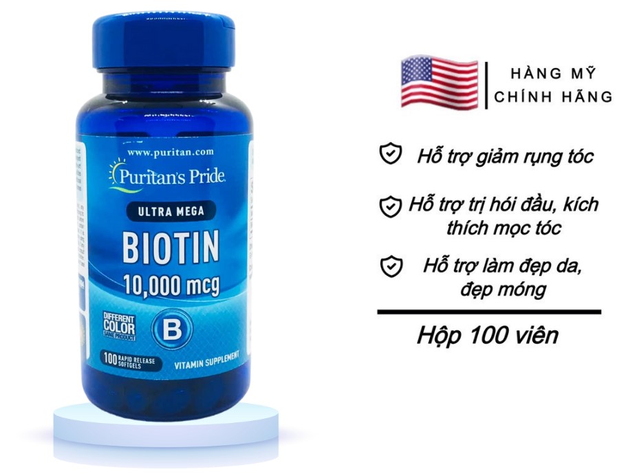 Viên Uống Mọc Tóc Puritans Pride Ultra Mega Biotin Kích Thích Mọc Tóc ...