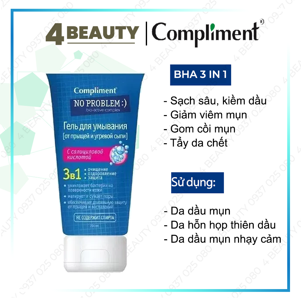 Sữa rửa mặt Compliment No Problem giảm viêm, ngừa mụn - 200ml | Lazada.vn