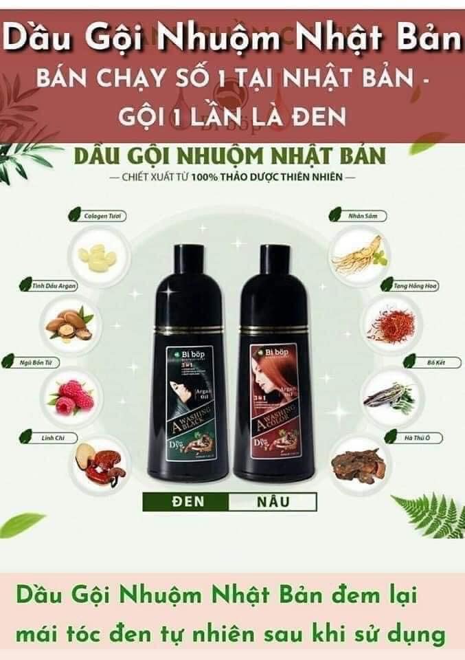 Dầu Gội Phủ Bạc Màu Đen - Màu Nâu BiBop Collagen Nhật Bản (500ml) Dầu ...