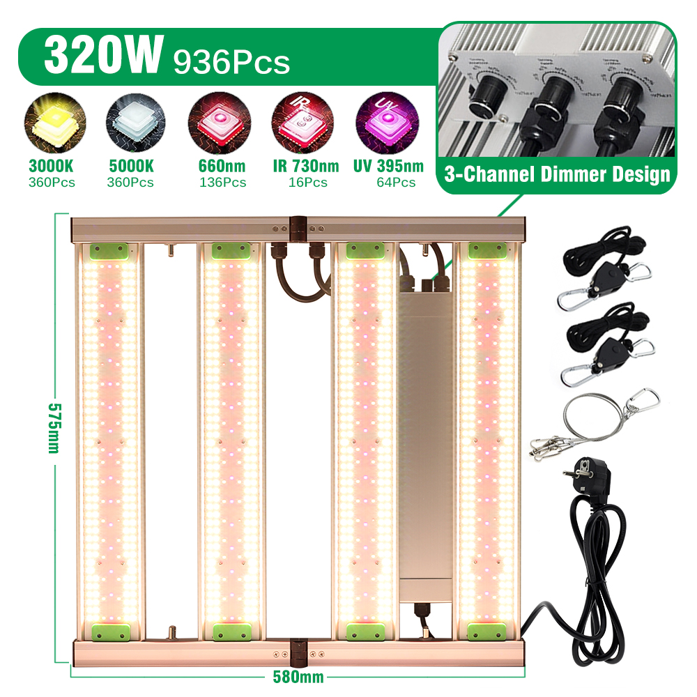 Đèn LED trồng cây Samsung 301H Đèn LED quang phổ đầy đủ 320W có thể ...