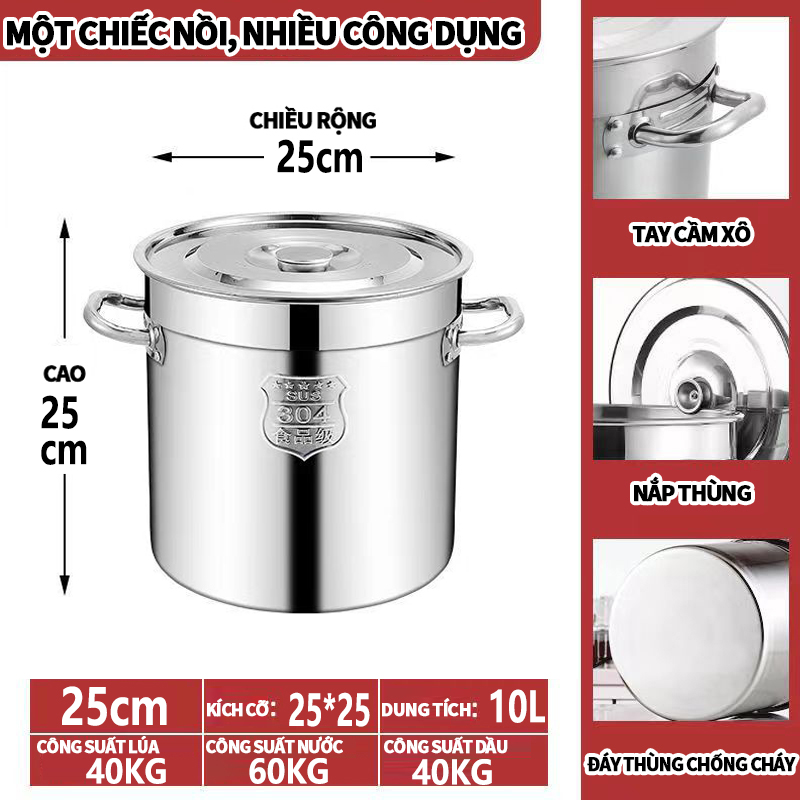 nồi inox to,nồi inox 304 luộc gà,nồi inox cao cấp loại to,nồi lớn,nồi ...