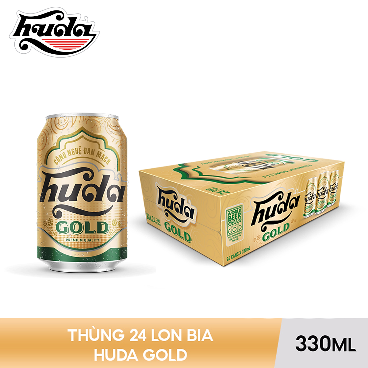 THÙNG 24 LON BIA HUDA GOLD 330ML | Lazada.vn