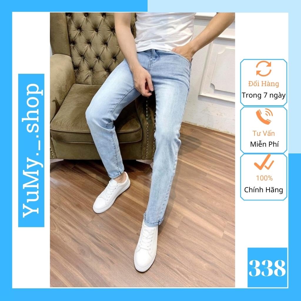 Quần Jean Nam đen Trơn Rách Gối Chất Bò Cao Cấp Jean Co Dãn 4 Chiều Cực đẹp Form Dáng Skinny