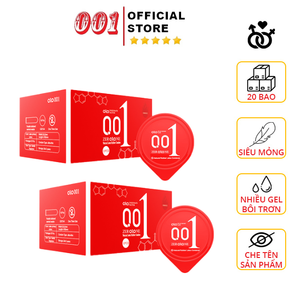 Bao cao su OLO 001 mm ĐỎ ống tròn bcs 0.01 mm siêu mỏng truyền nhiệt kéo dài thời gian - MixASale