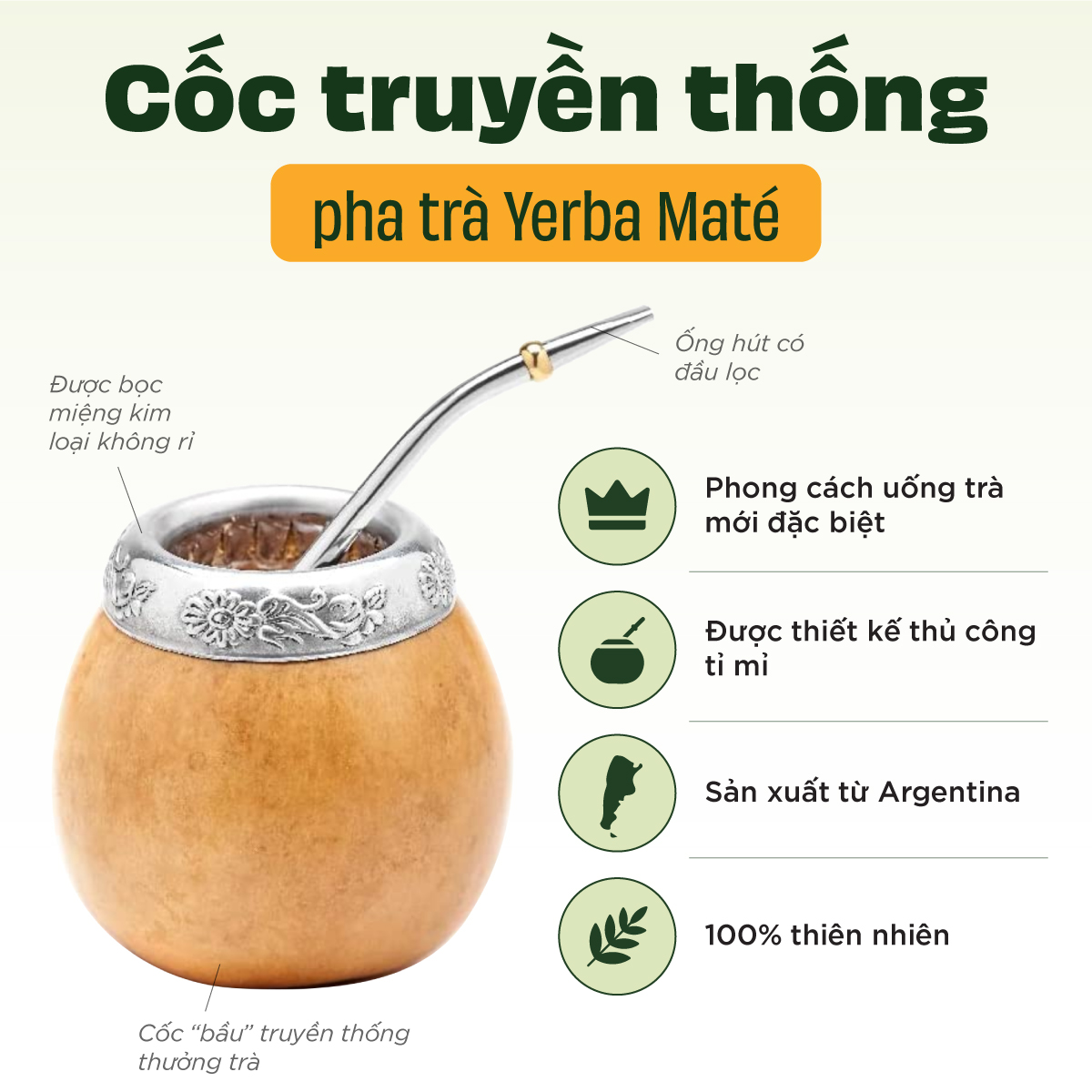 Trà Yerba Mate TARAGUI ENERGIA - Vị tăng lực tỉnh táo+ Tặng kẹp bảo ...