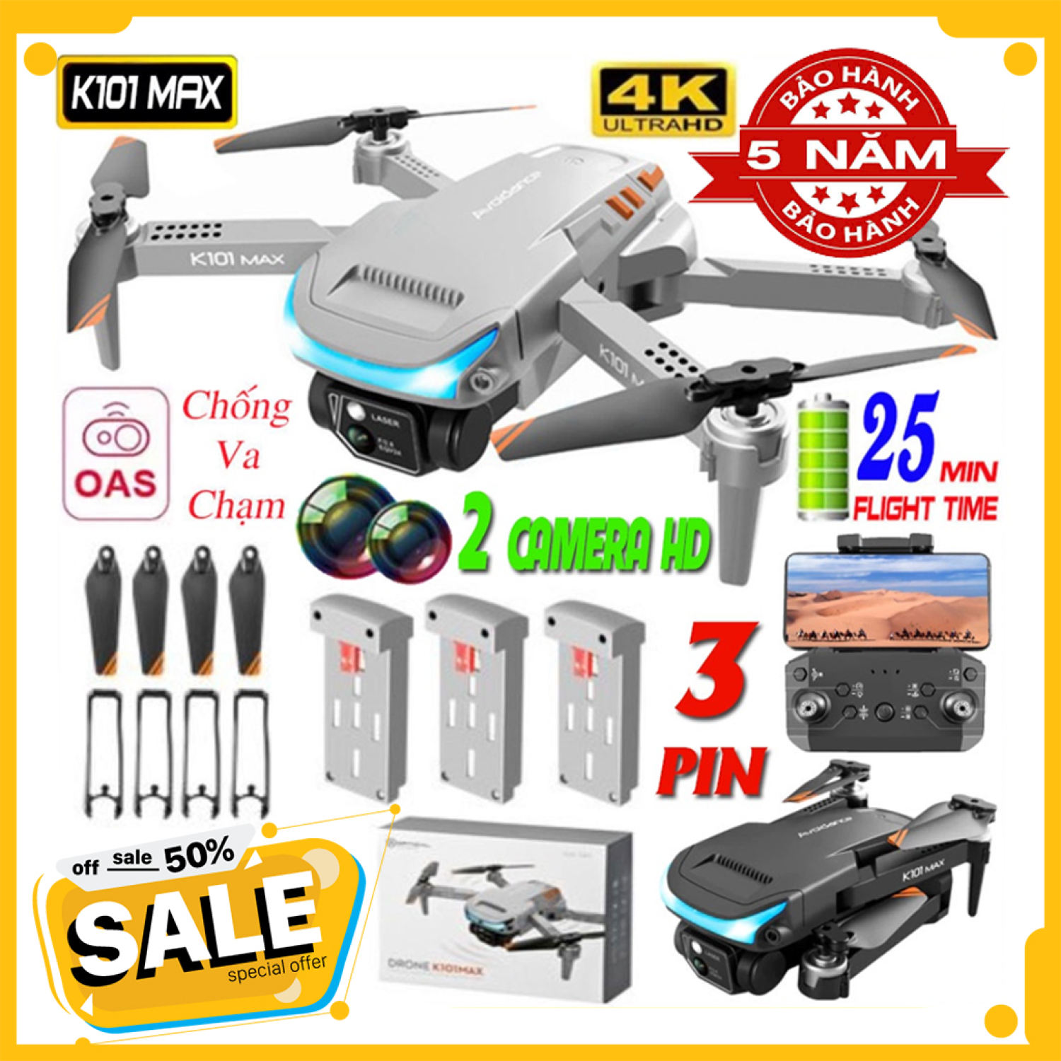 Flycam Drone K101 Max 2023 Camera Kép - Flycam Điều Khiển Từ Xa 4 Cánh ...