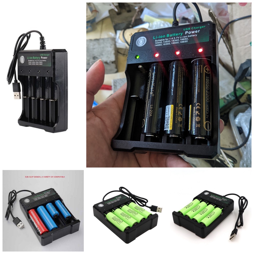 Bộ sạc pin Lithium-Ion 18650 4 ngăn thông minh tự ngắt và có đèn báo ...