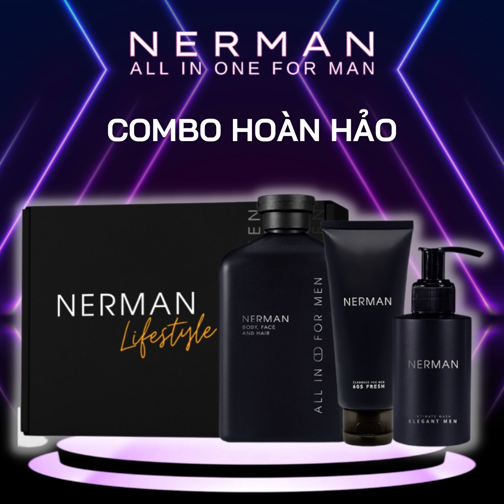 Combo Sữa tắm gội 3in1 nam Nerman 350ml và Sữa rửa mặt ngừa mụn Nerman ...