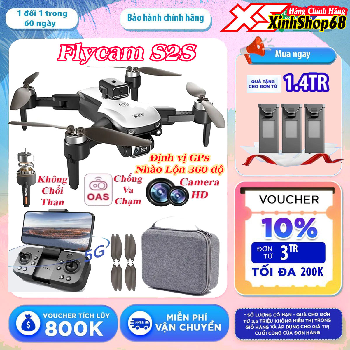 Máy Bay Camera Flycam 4K S2S Chính Hãng Cảm Biến Chống Va Chạm Máy Bay ...