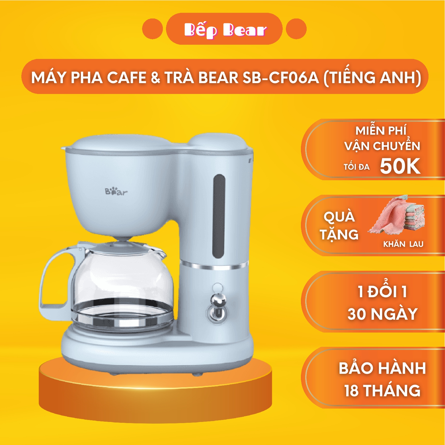 Máy Pha Cafe Mini Tự Động Pha Espresso Bear CF-B15V1, Đánh Bọt Sữa, Bản ...