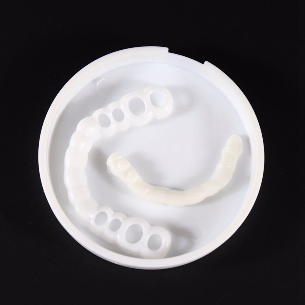 2 Pcs Silica Material Temporary Upper Lower Teeth Simulation Cover Whitening Set False Fake ...