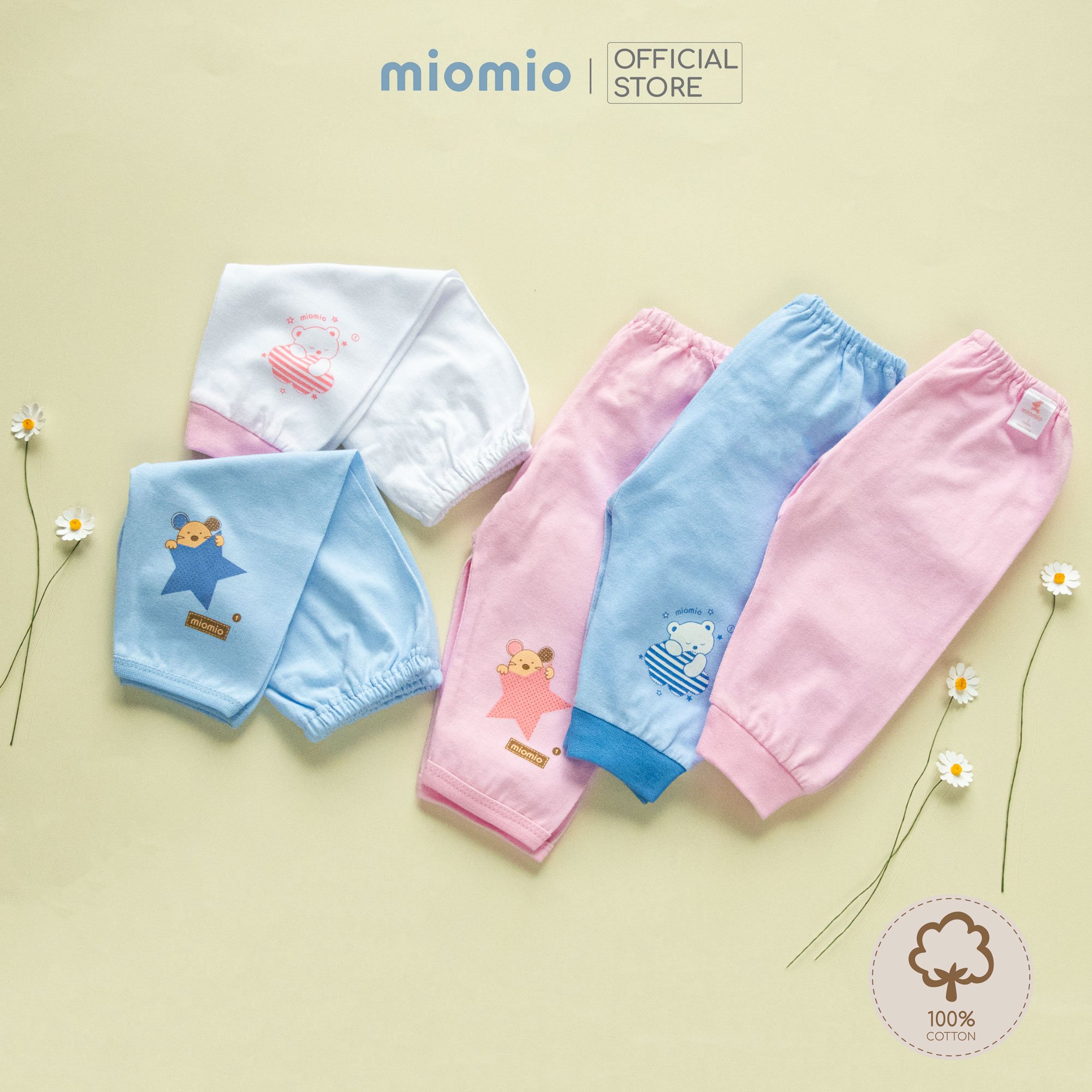 Set 3 Quần Dài Sơ Sinh Rã Đáy Trắng MIOMIO Dành Cho Bé Trai Bé Gái (Từ 0-12 tháng) Vải Cotton ...