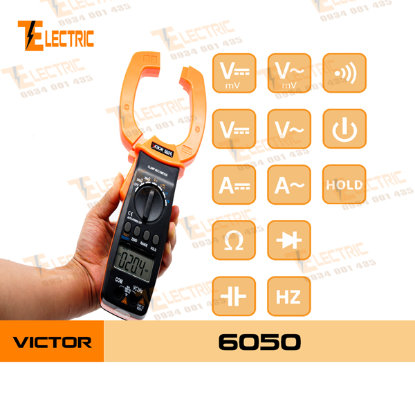 Victor VC - 6050 Ampe Kìm Đo Điện Đo Tụ Đo Tần Số Đo Dòng Điện AC/DC 2000A Victor VC 6050 ...