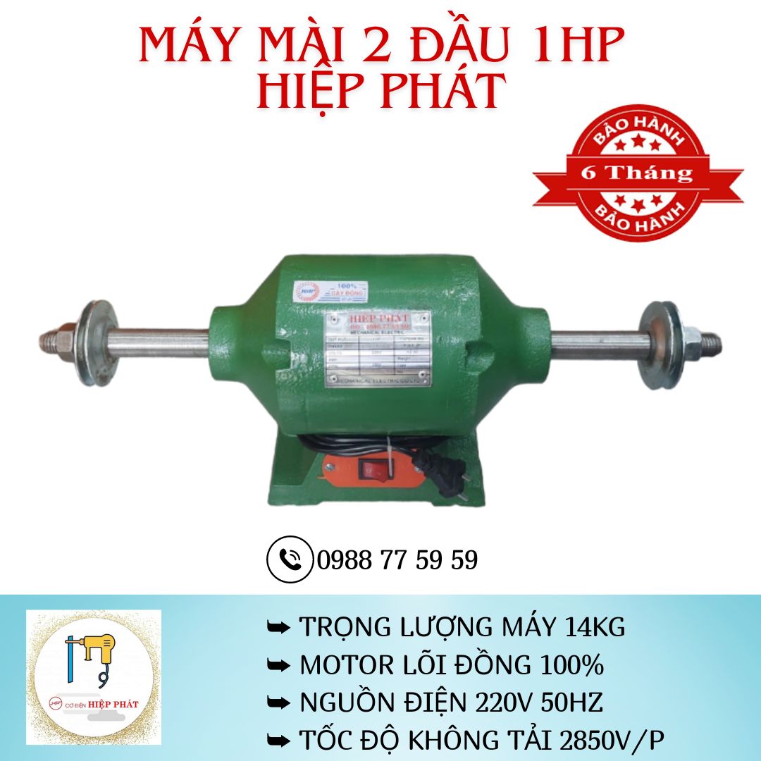Máy mài 2 đầu, máy đánh bóng, motor 2 đầu đá 1Hp dây đồng, hàng Việt ...