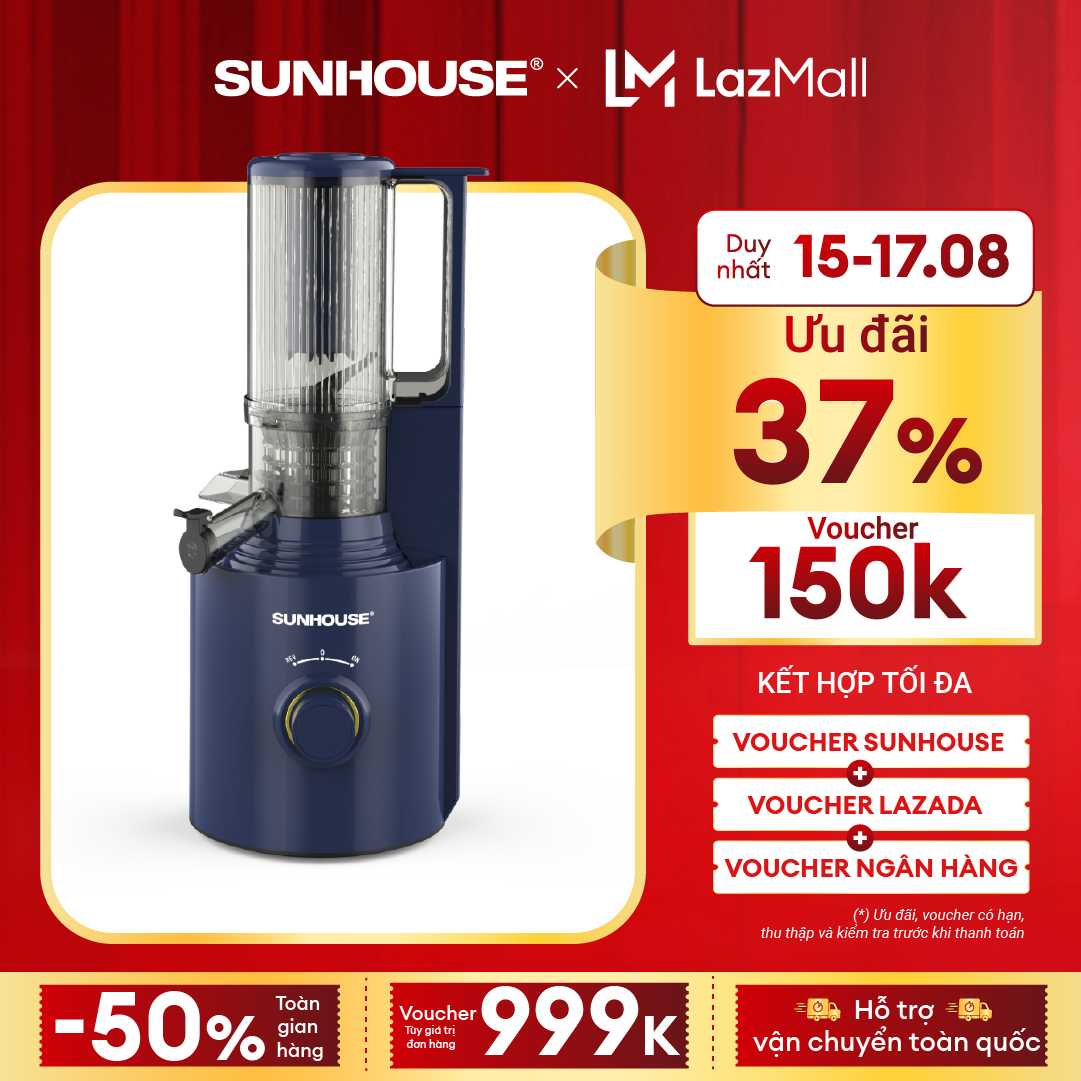 Máy ép chậm SUNHOUSE SHD5515 - Dung tích 600ml - Tích hợp lưỡi cắt vượt trội- Có thể làm kem ...