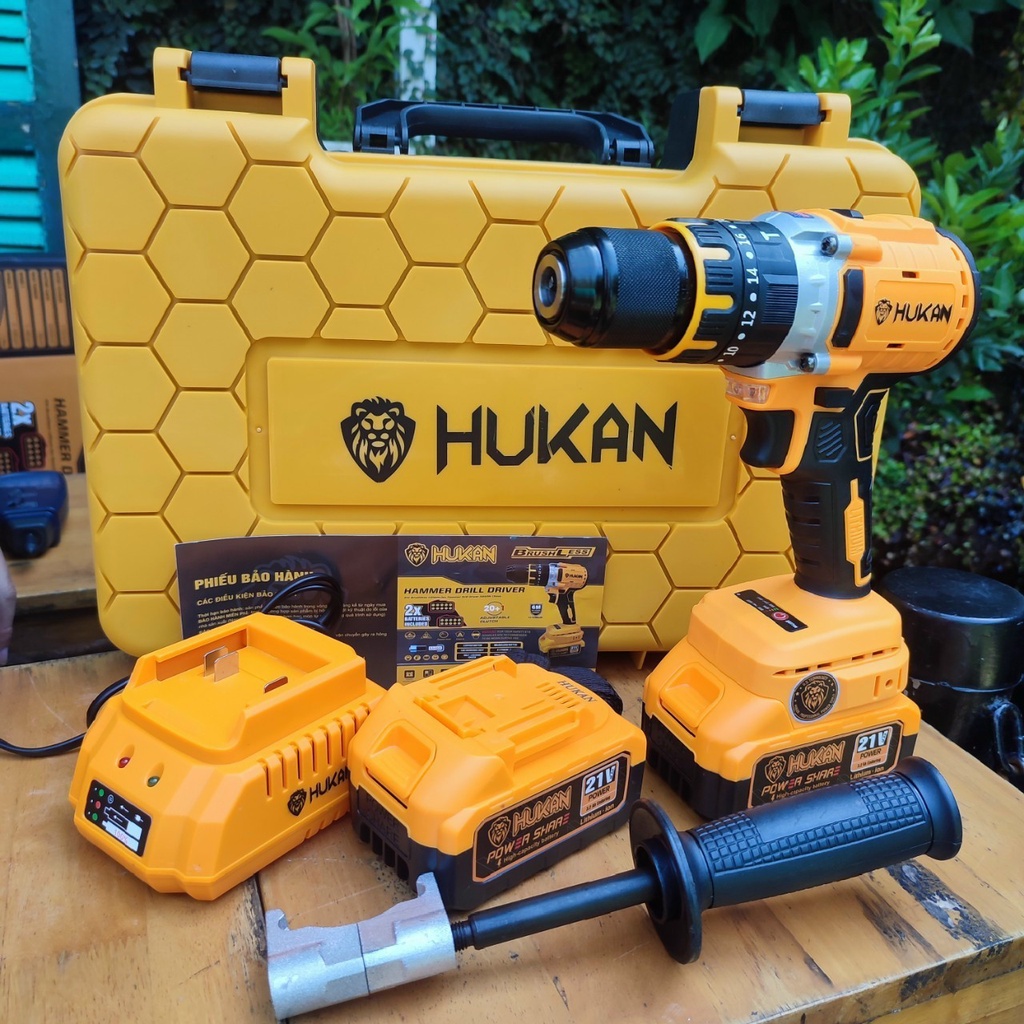 Máy Khoan Pin HUKAN F88 Lực Siết 95Nm, 3 Chức Năng, Đầu Kẹp 13mm Bộ Đầy ...