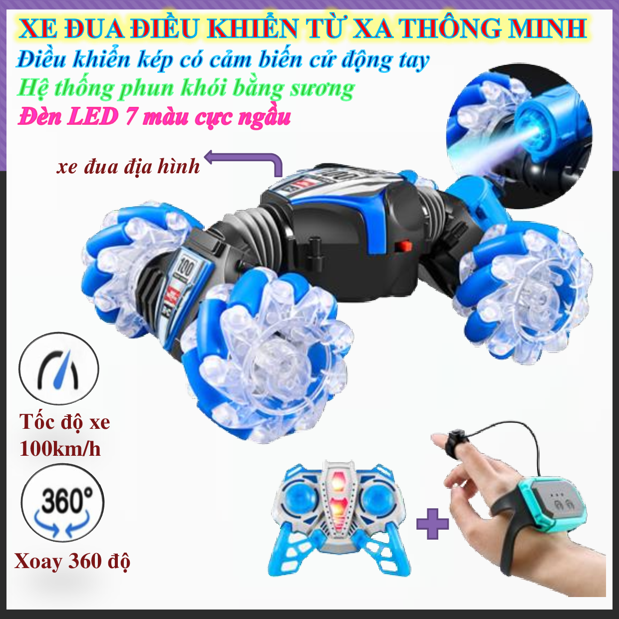 Xe điều khiển từ xa tốc độ 100km, xe đua địa hình 360 độ ,oto điều ...