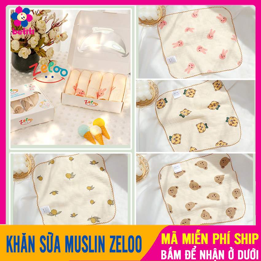 Hoàn tiền 6 Set 5 Chiếc Khăn Sữa Cho Bé Sơ Sinh Muslin Zeloo Khăn Sữa ...