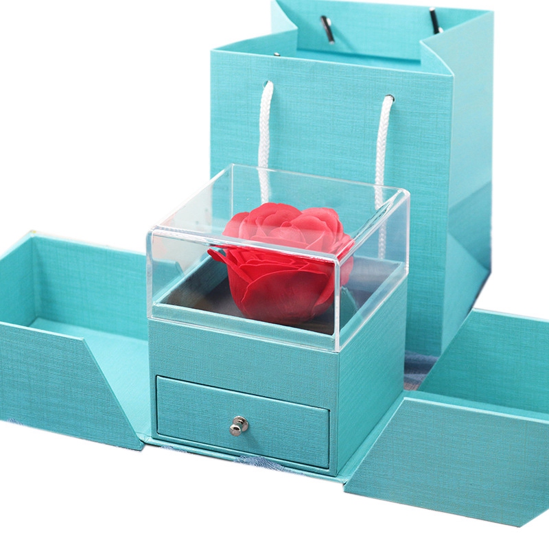 Preserved Red Rose Jewelry Gift Drawer Box, Handmade Enchanted Forever ...
