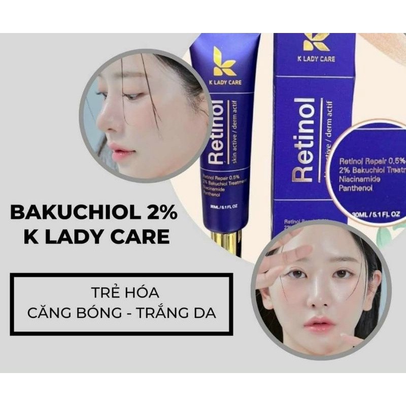 Kem Dưỡng K Lady Care Retinol 30ml Hàn Quốc Cấp ẩm Trắng Sáng Da Mờ