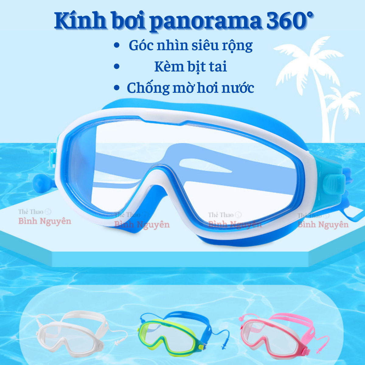 Kính bơi trẻ em Panorama 360 ống kính HD góc nhìn siêu rộng chống thấm ...