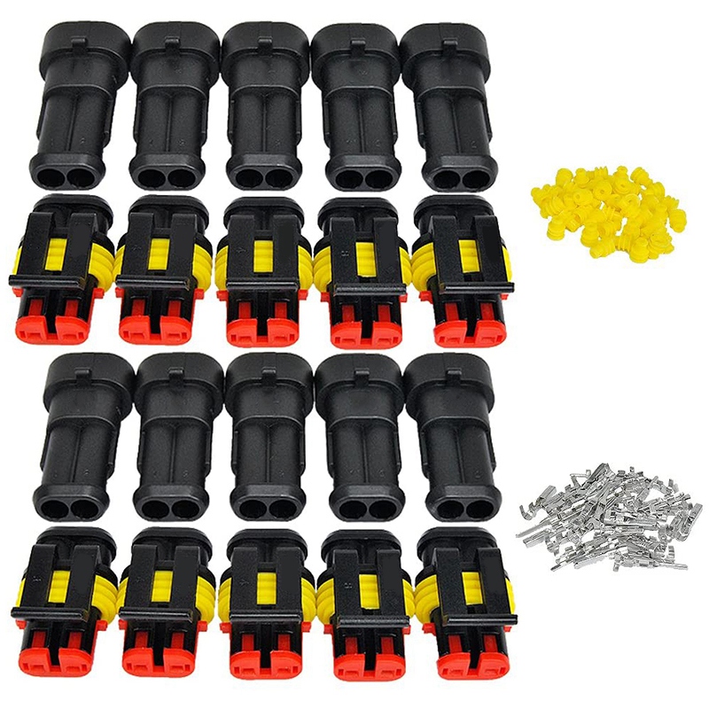 10 Sets of 2-Pin Waterproof Electrical Connector Series Terminal ...