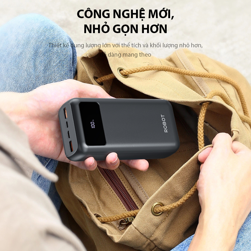 Pin dự phòng Robot RT32 dung lượng cao 30000mAh sạc nhanh 22.5W cục sạc dự phòng chuẩn Quick ...