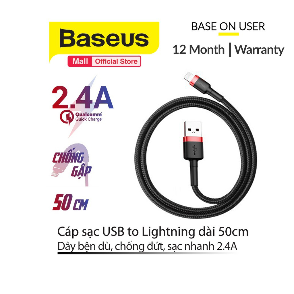 Cáp sạc nhanh Baseus cafule USB to Lightning truyền dữ liệu tốc độ cao ...