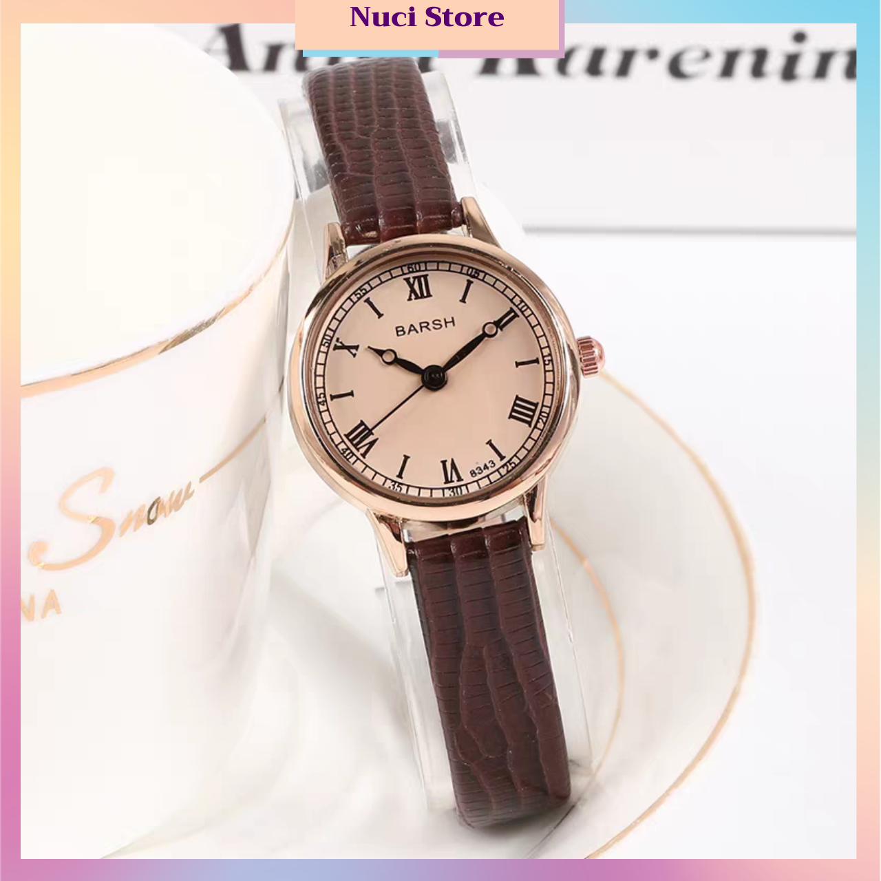 Đồng Hồ Nữ BARSH Mặt Hình Chữ Nhật Cá Tính Dây Da Màu Đen Màu Nâu ...