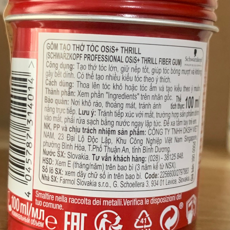 Chính hãng Sáp tạo kiểu tóc Nam Schwarzkopf Professional OSiS 3 Thrill ...