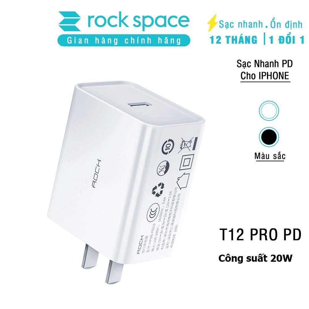 Củ sạc nhanh dành cho các dòng máy iphone Xiaomi Oppo Samsung. 20W Rockspace T12pro chuẩn PD ...