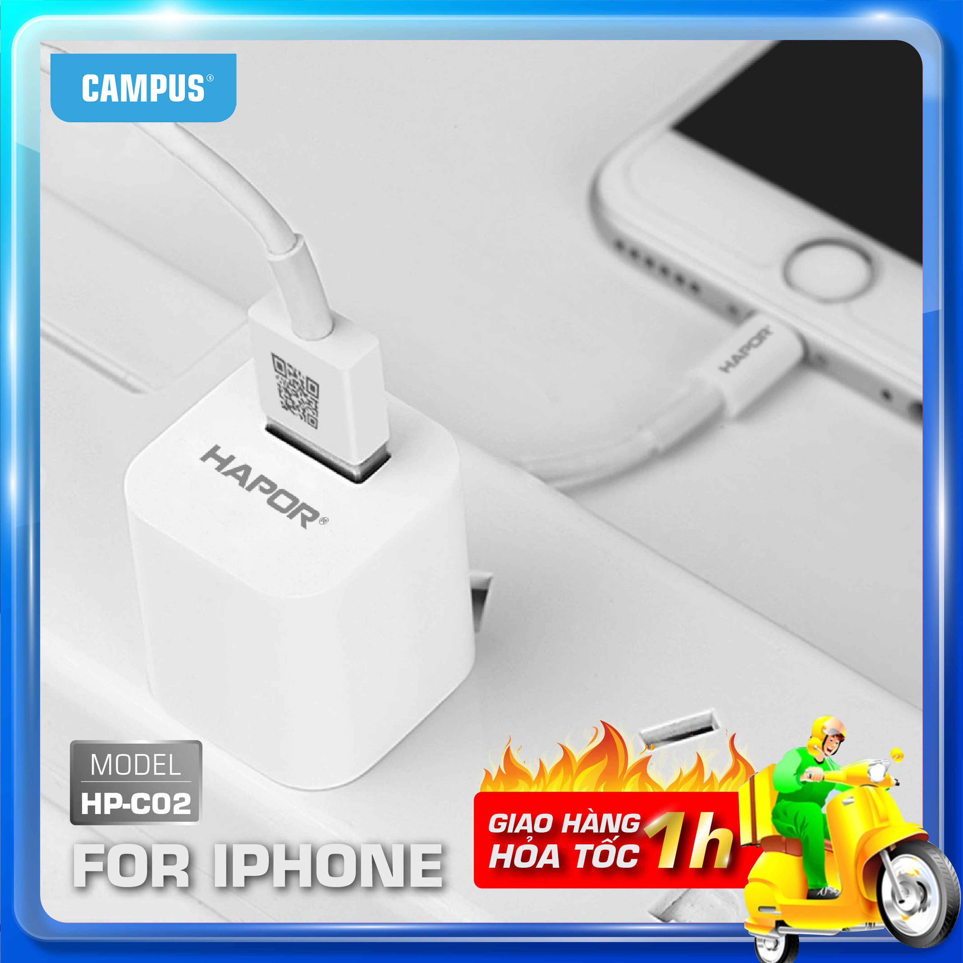 Củ sạc IP Hapor siêu bền tốc độ sạc chuẩn - Dòng điện vào ổn định chống ...