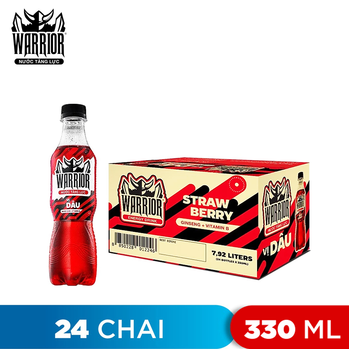 THÙNG 24 CHAI NƯỚC TĂNG LỰC VỊ DÂU STRAWBERRY ENERGY DRINK WARRIOR ...