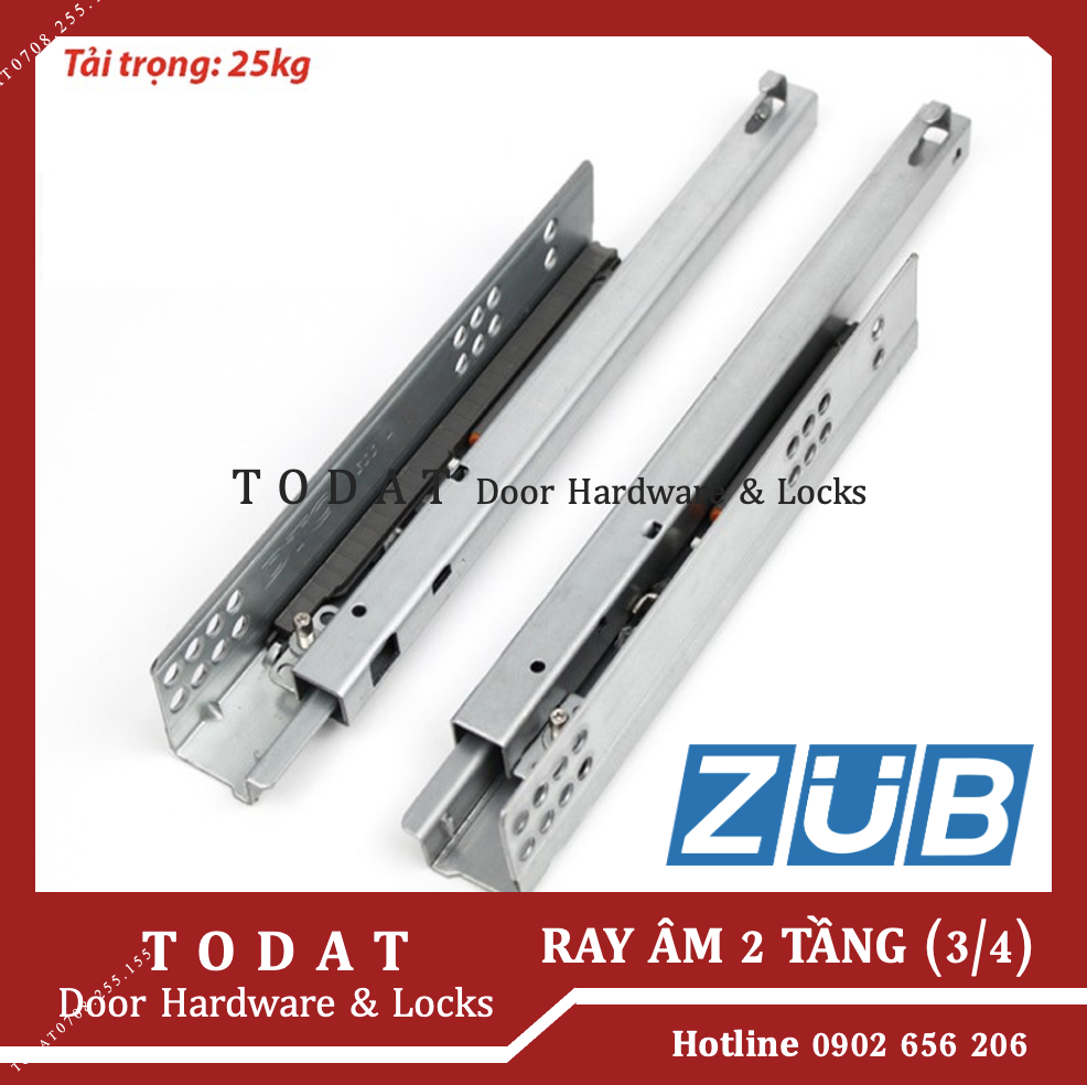 Ray âm giảm chấn 2 tầng ZUB độ mở 3/4 khoá chốt đủ kích thước (1 cặp ...