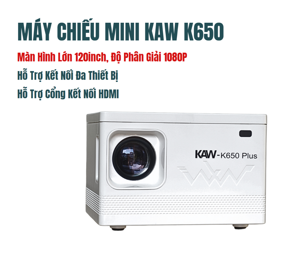 Máy chiếu Mini KAW-K650 Plus FULL HD đa chức năng Siêu Nét-BẢO HÀNH ...