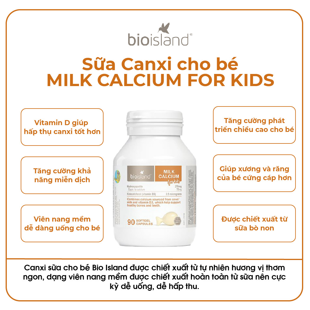Combo viên uống Milk Calcium và Lysine Step Up Bioisland giúp tăng ...