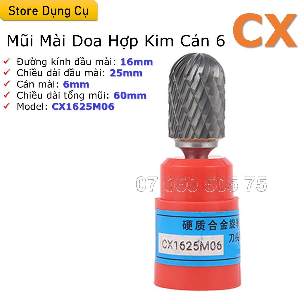 6-16mm Mũi mài doa hợp kim cán 6 CX | Cùi thơm cán 6 ly | Mũi mài hợp ...